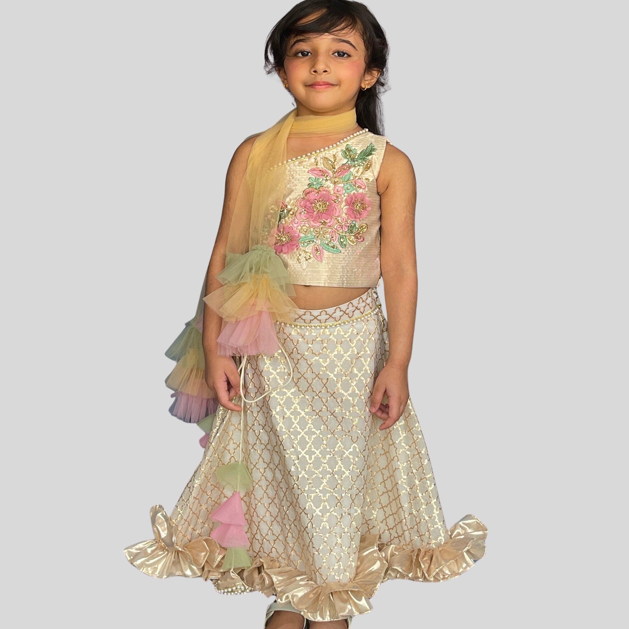 Kittenz Gold embroidered choli – Pinkcow Designs Private Limited